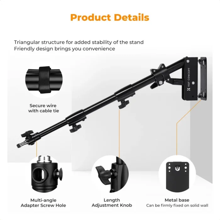 KF34.048 Wall Mount Triangle Boom Arm 180° Flexible Rotation for Ring ...